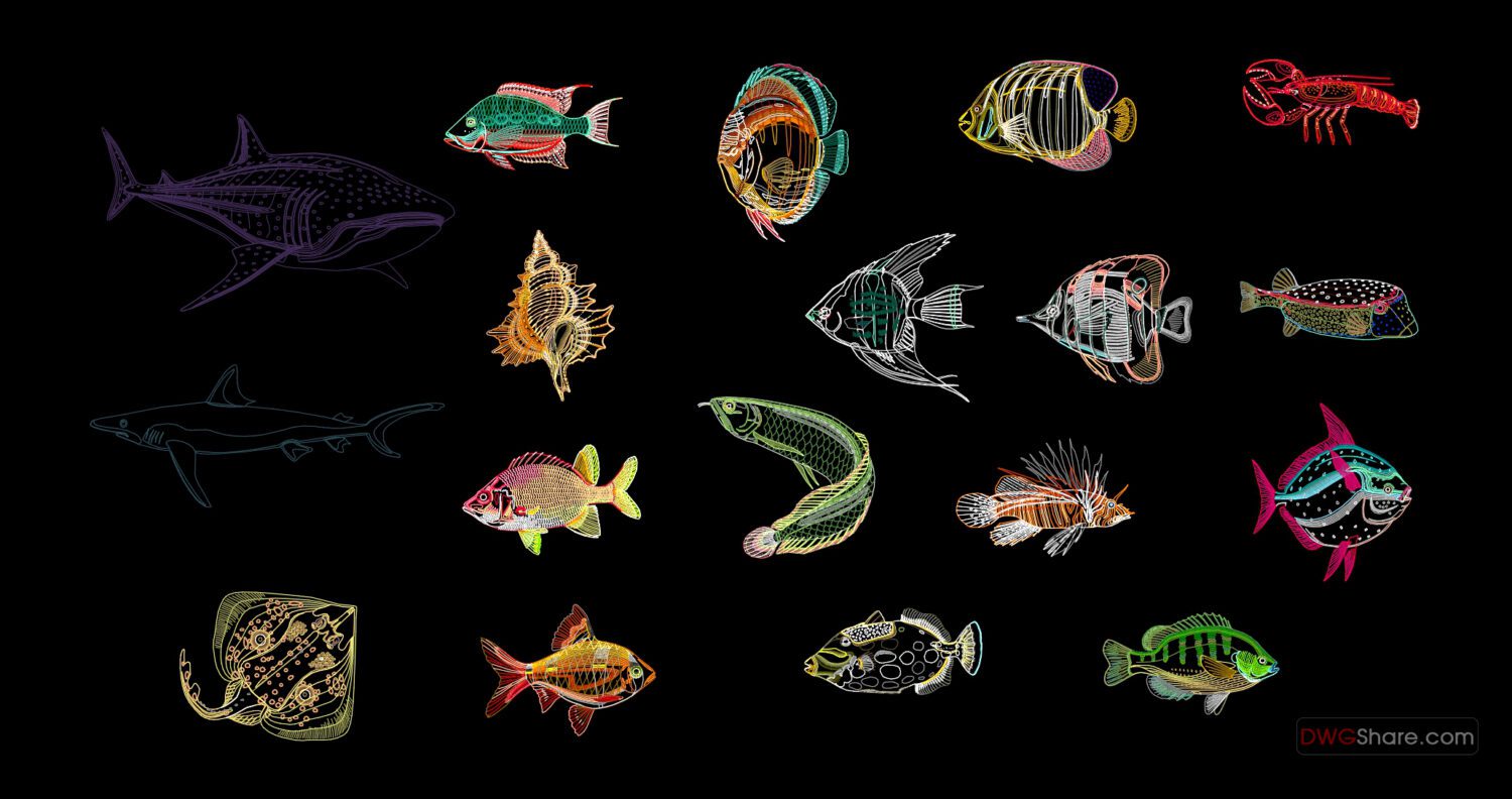 12.Sea fish free AutoCAD drawings