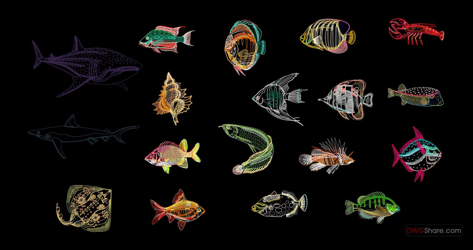12.Sea fish free AutoCAD drawings