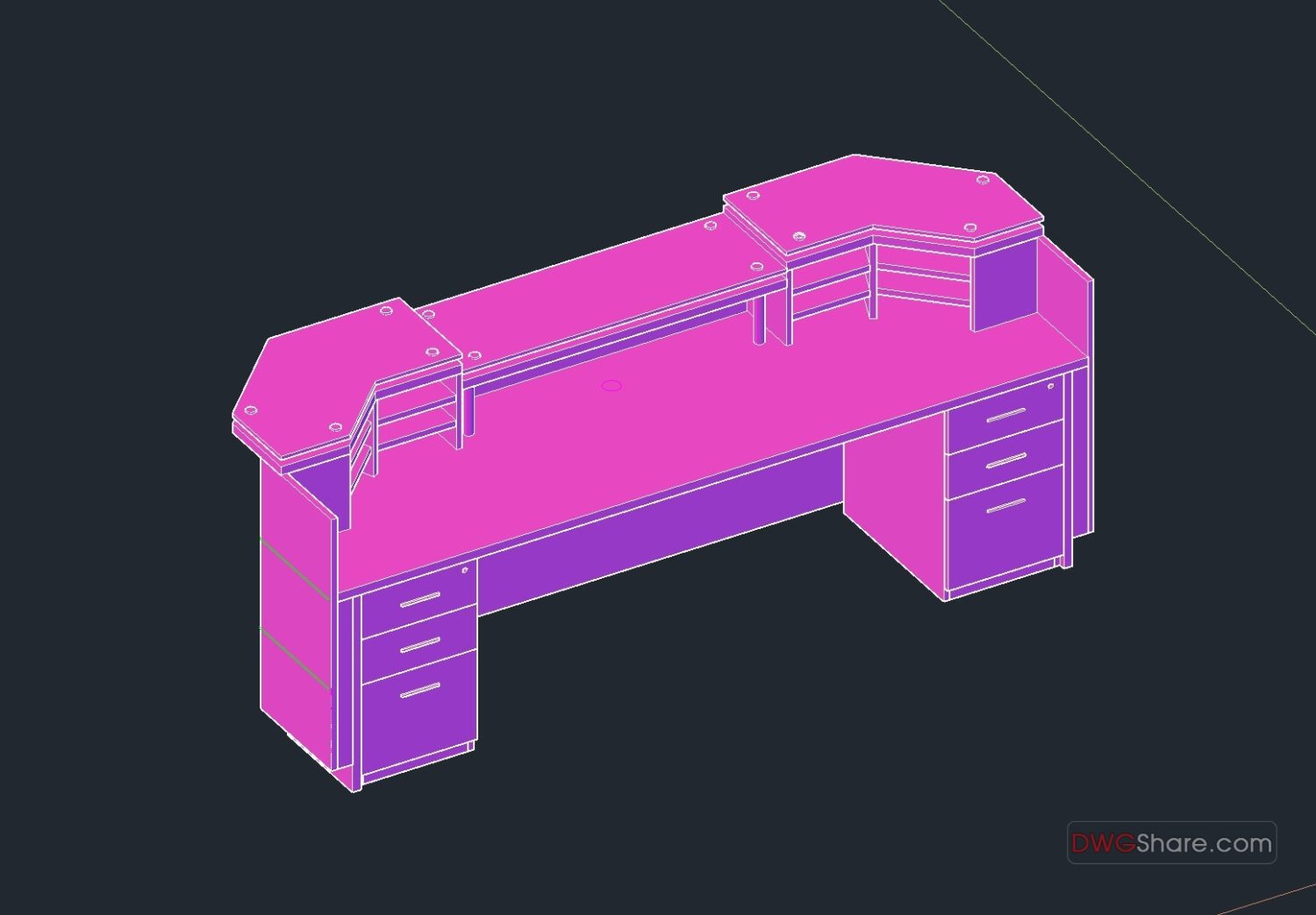 13.Wood Glass Reception 3D Autocad