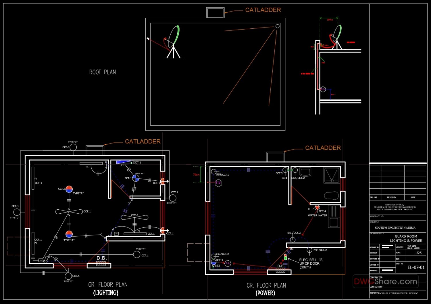 14.Guard Room Lighting and Power Plan CAD