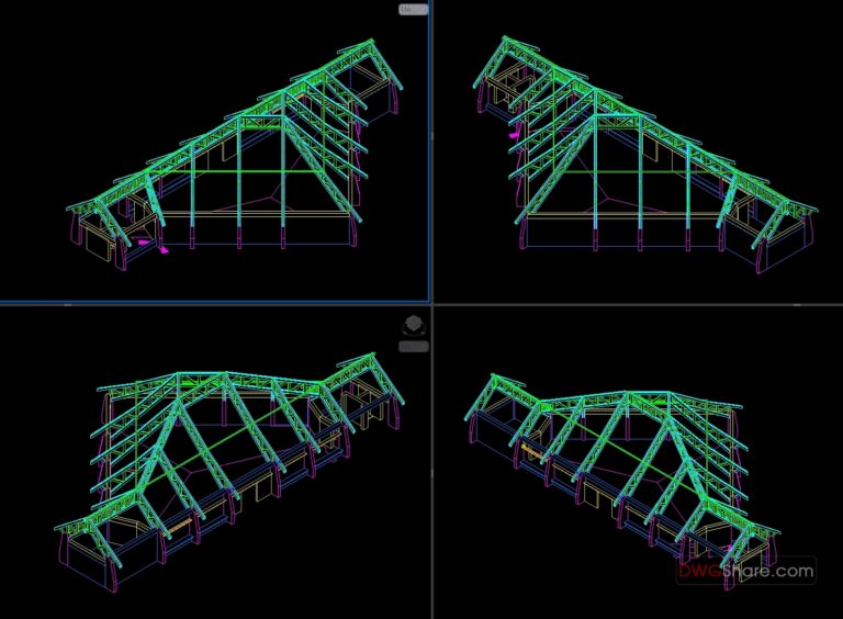 14.Wooden Structure 3D Autocad