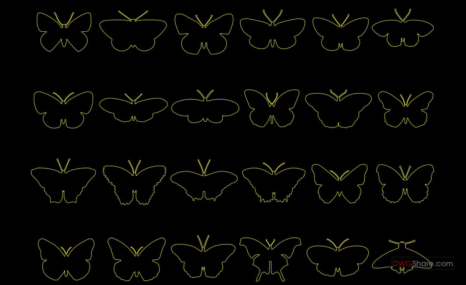 16.Butterflies free AutoCAD drawings