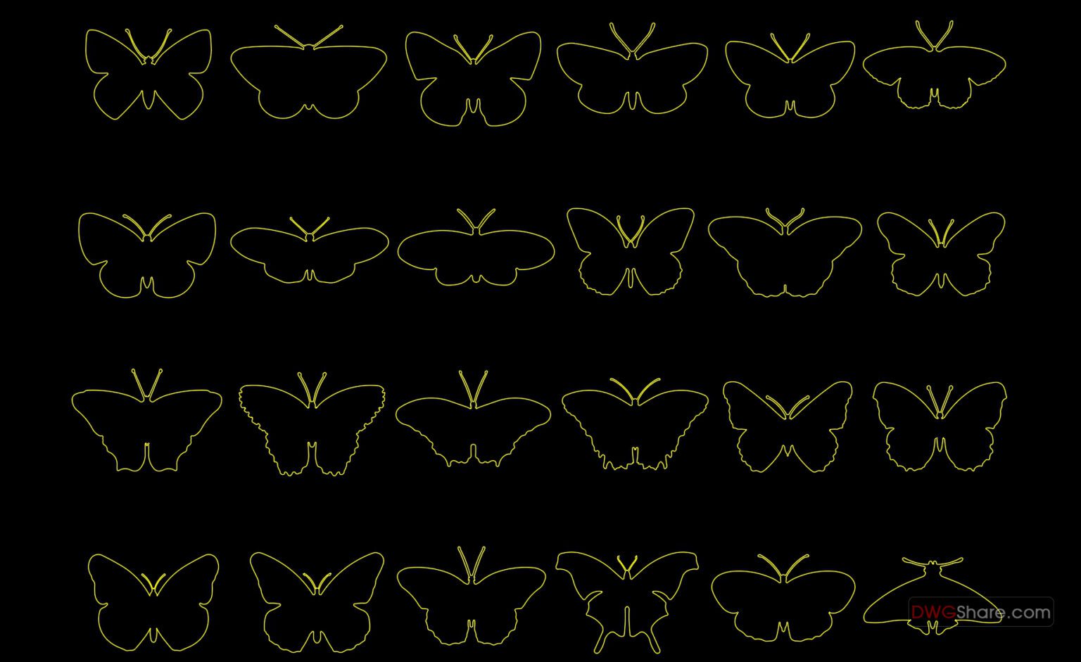 16.Butterflies free AutoCAD drawings