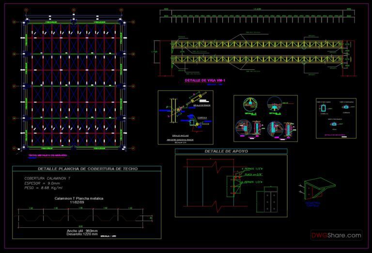 19.Gym Hall Steel Roof Details CAD