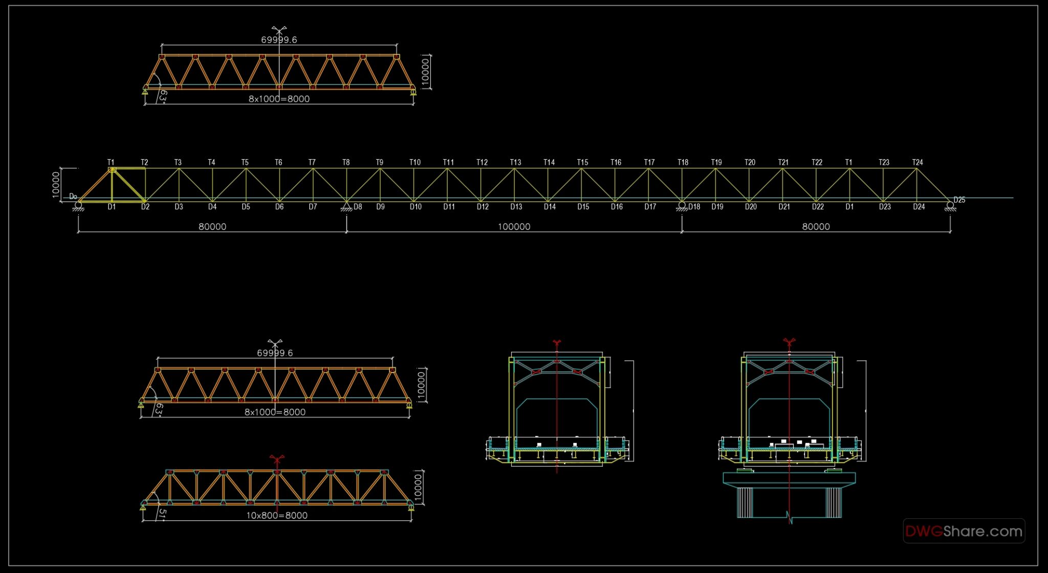 20.Steel Truss Bridge Cross Section CAD