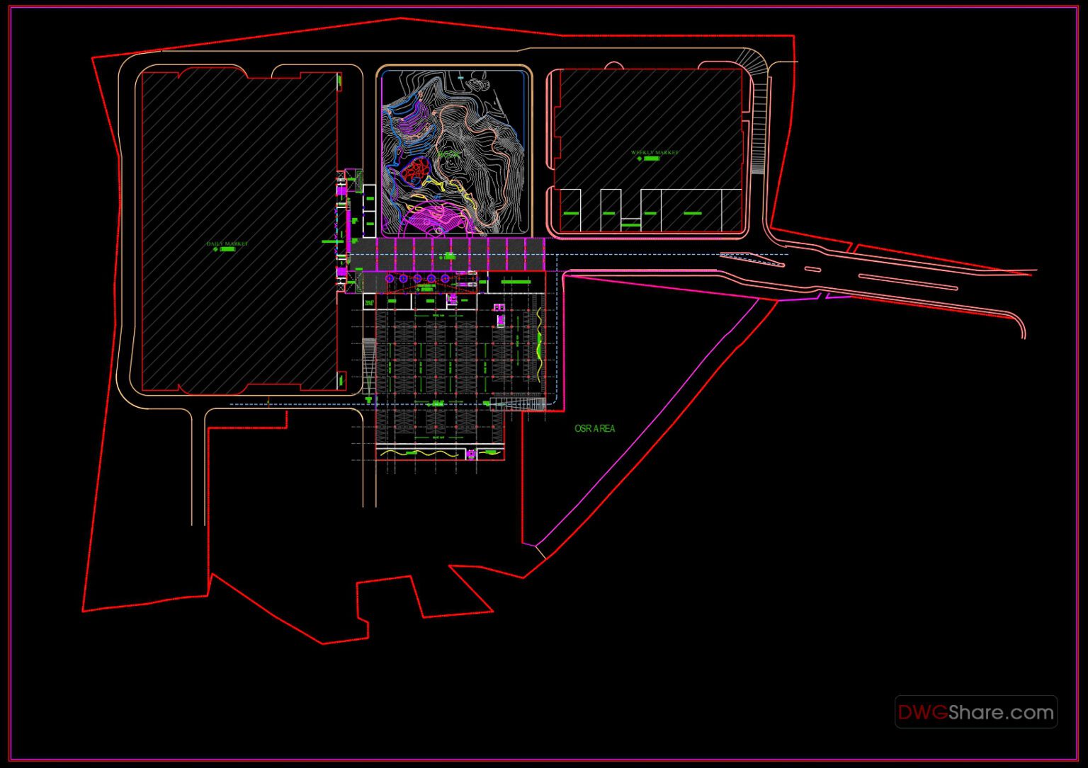 22.Cad File of Factory Access Roads For Free Download
