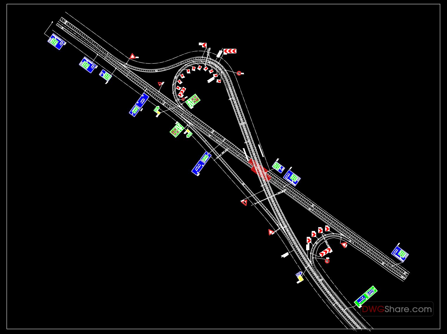 23.Freeway Bias Trumpet Interchange Ramps Plan Autocad File DWG - Free ...