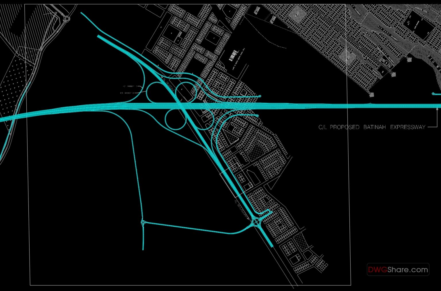 25.Cad File of Full Cloverleaf Interchange For Free Download