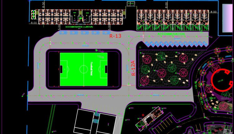 27.Football Field Layout Plan And Sections CAD - Free Cad Blocks ...