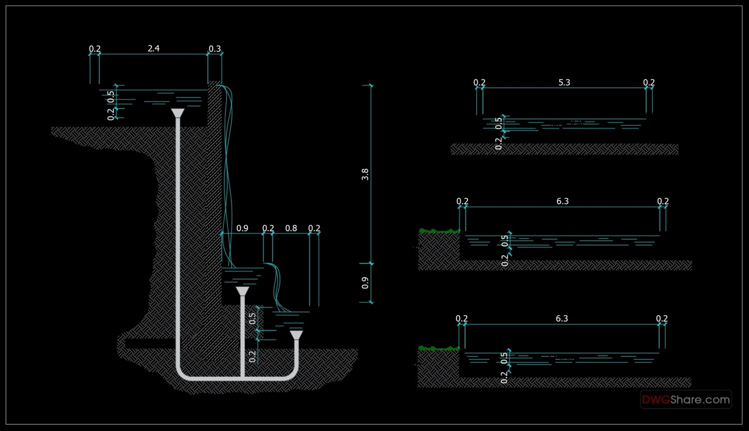 29.Waterfall System Details Autocad Drawing Free Download