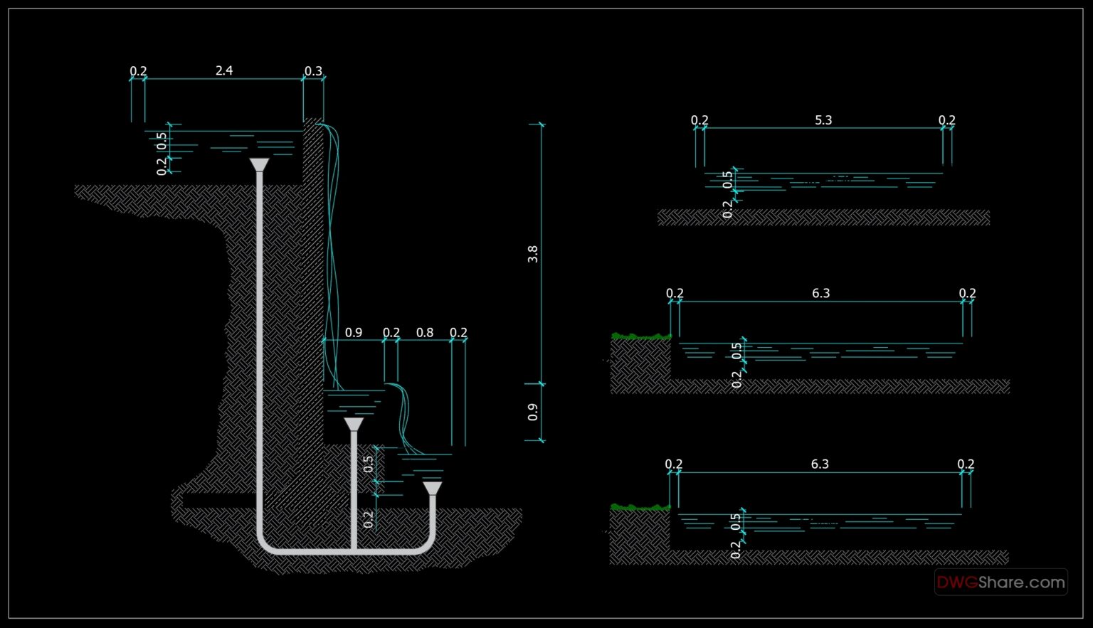 29.Waterfall System Details Autocad Drawing Free Download