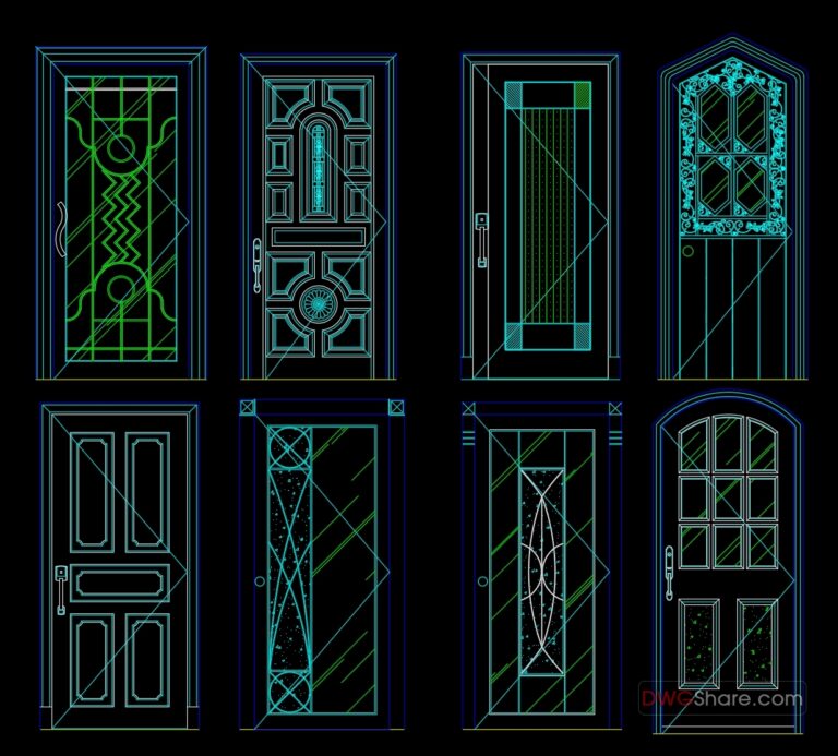 297. Autocad Wooden Door free download