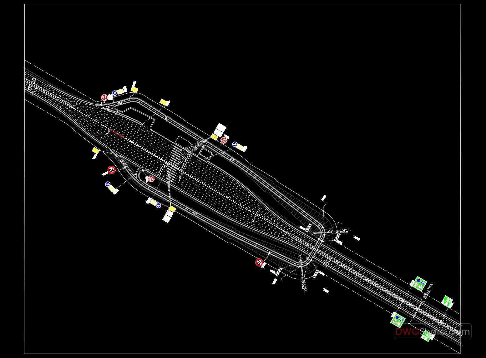 30 Interchange Over Toll Plaza With Markings And Signs Plan Autocad 30 Interchange Over Toll Plaza With Markings And Signs Plan Autocad