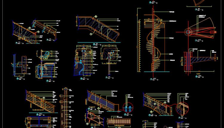 43.Details handrail stairs autocad free download - Free Cad Blocks, download DWG models for ...