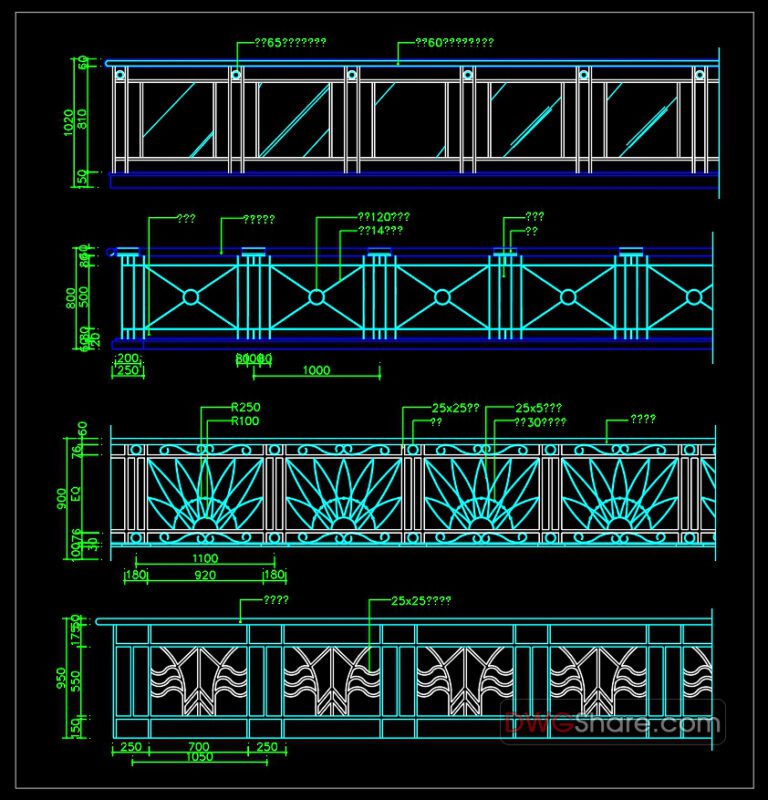 44.Details handrail stairs autocad free download