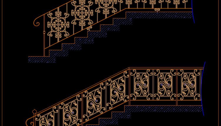 45.Details handrail stairs autocad free download - Free Cad Blocks ...