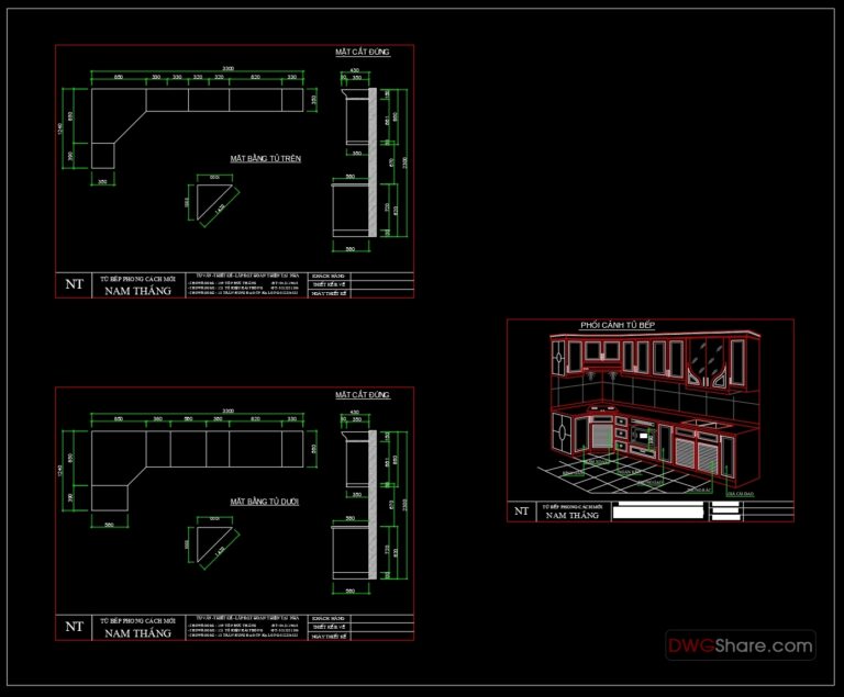 51.Traditional kitchen cupboard, kitchen cabinets autocad drawing