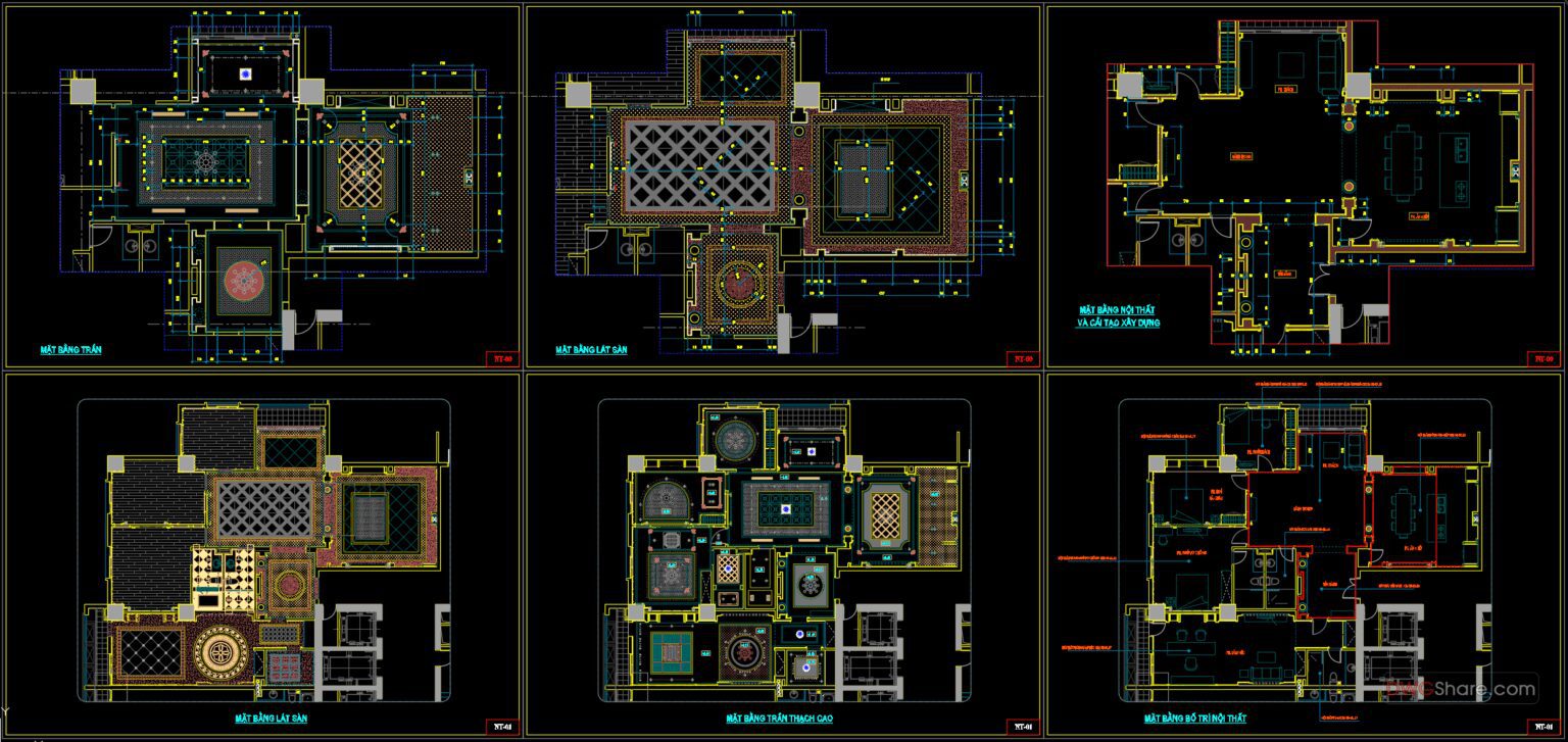 53.Wall cladding details, Ceiling Details Autocad Blocks
