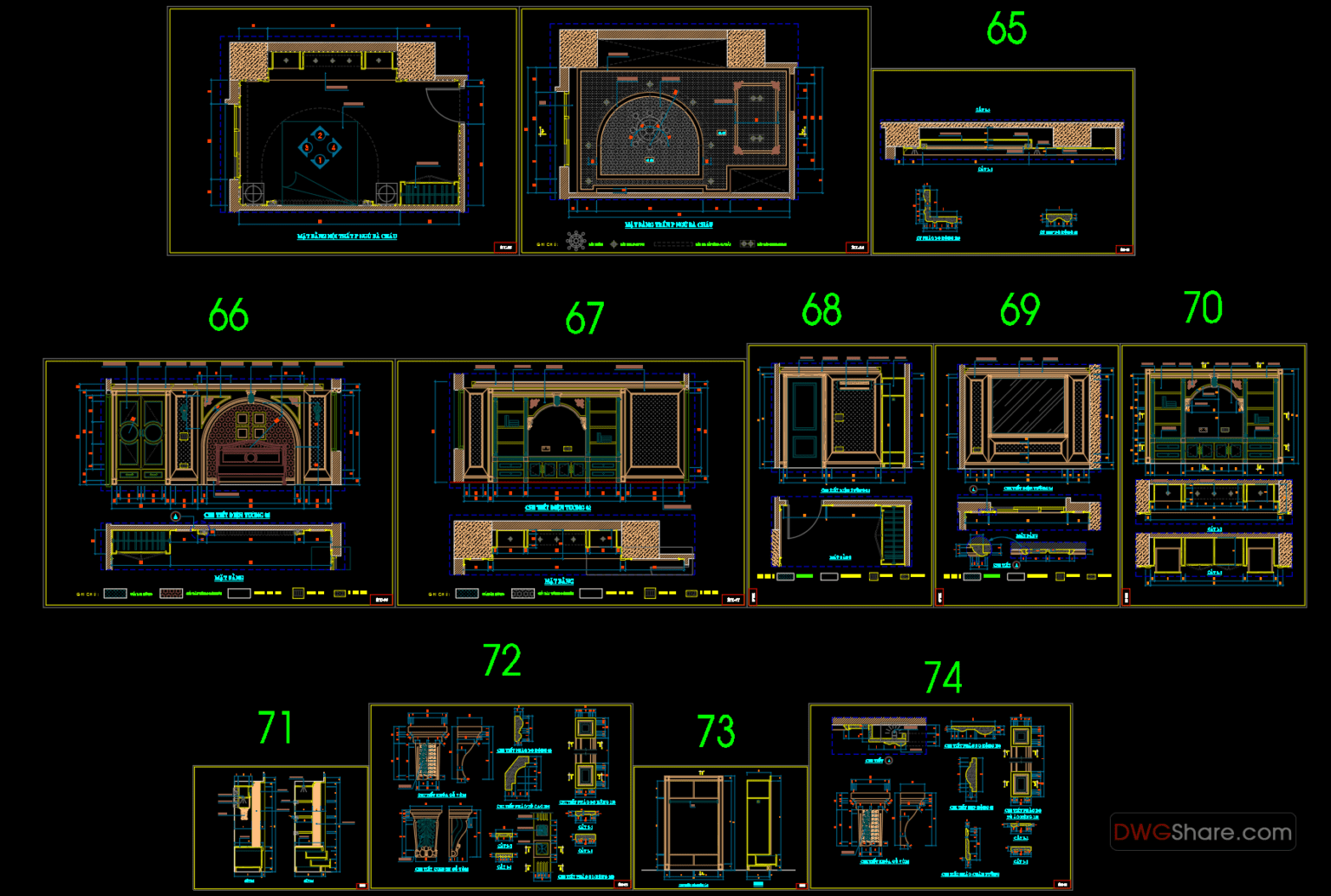 54.Wall cladding details, Ceiling Details Autocad Blocks