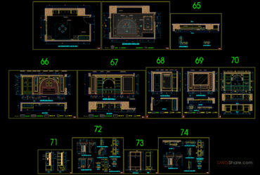 54.Wall cladding details, Ceiling Details Autocad Blocks