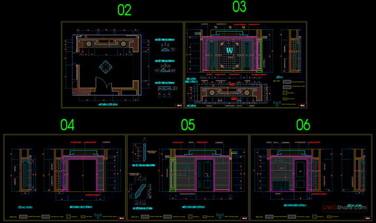 55.Wall cladding details, Ceiling Details Autocad Blocks