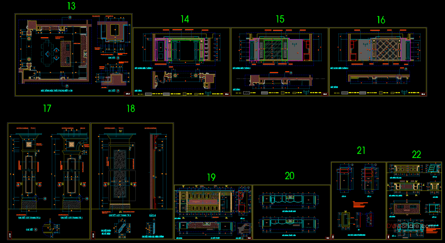 57.Wall cladding details, Ceiling Details Autocad Blocks