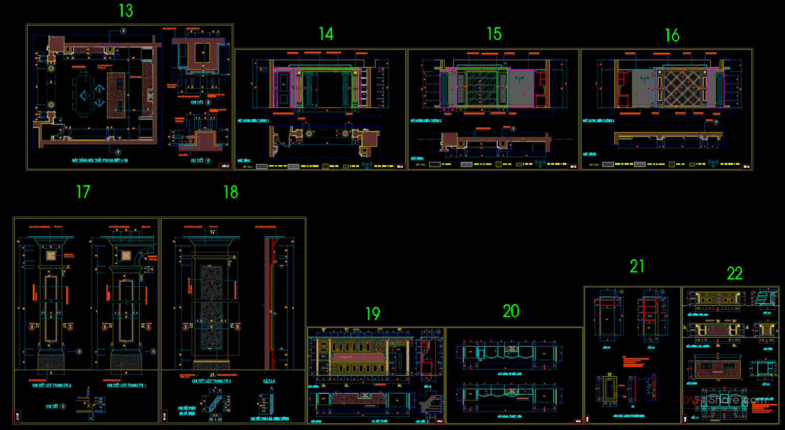 57.Wall cladding details, Ceiling Details Autocad Blocks