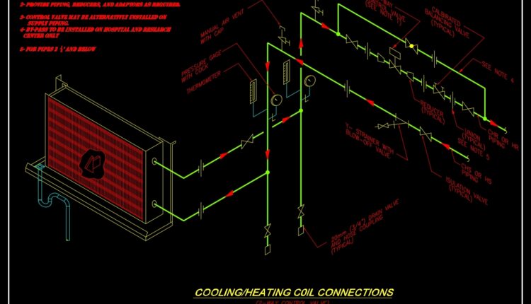 66.Cooling and Heating Coil Connections Details CAD - Free Cad Blocks ...