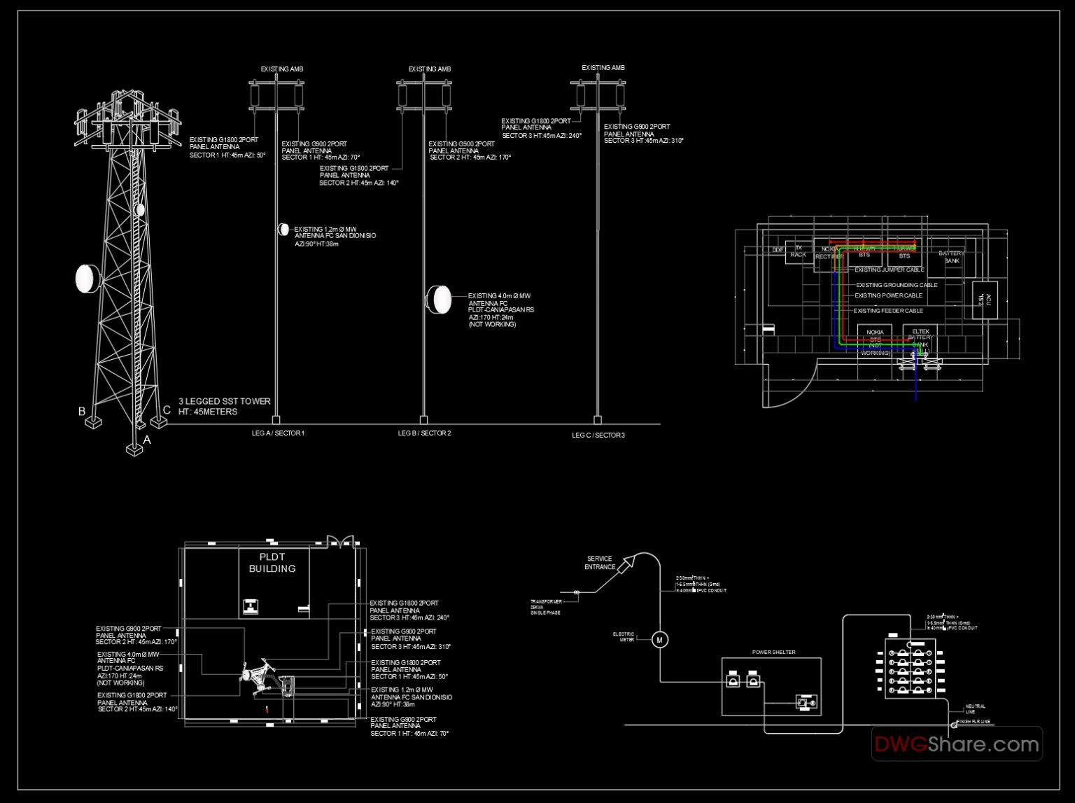 68.Antenna Tower Electric Scheme Detail CAD