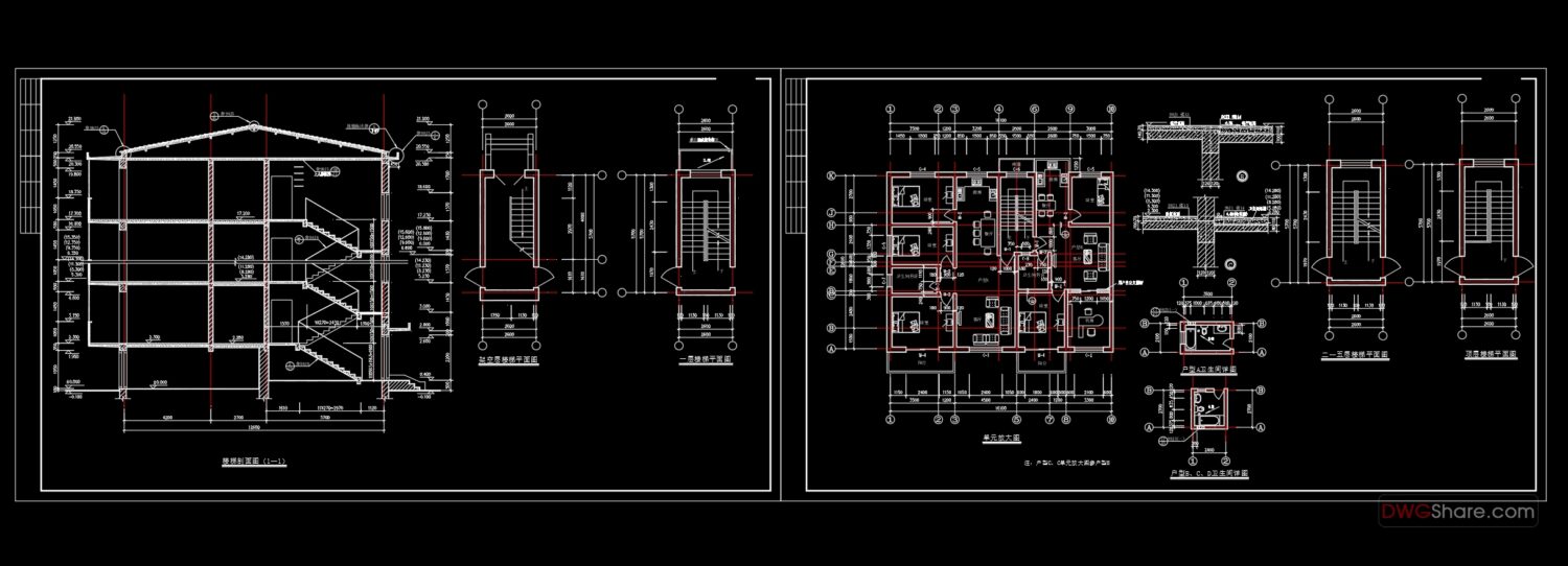 7 Floors Hotel Elevations and Layout Plan AutoCAD File DWG