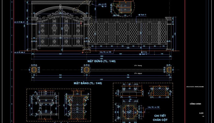 85.Gate Plans DWG With Detailing For Free Download - Free Cad Blocks ...