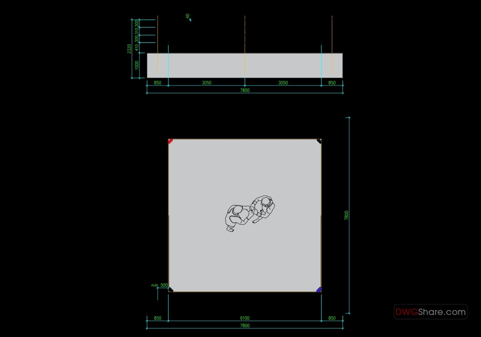 Boxing Ring free AutoCAD drawings
