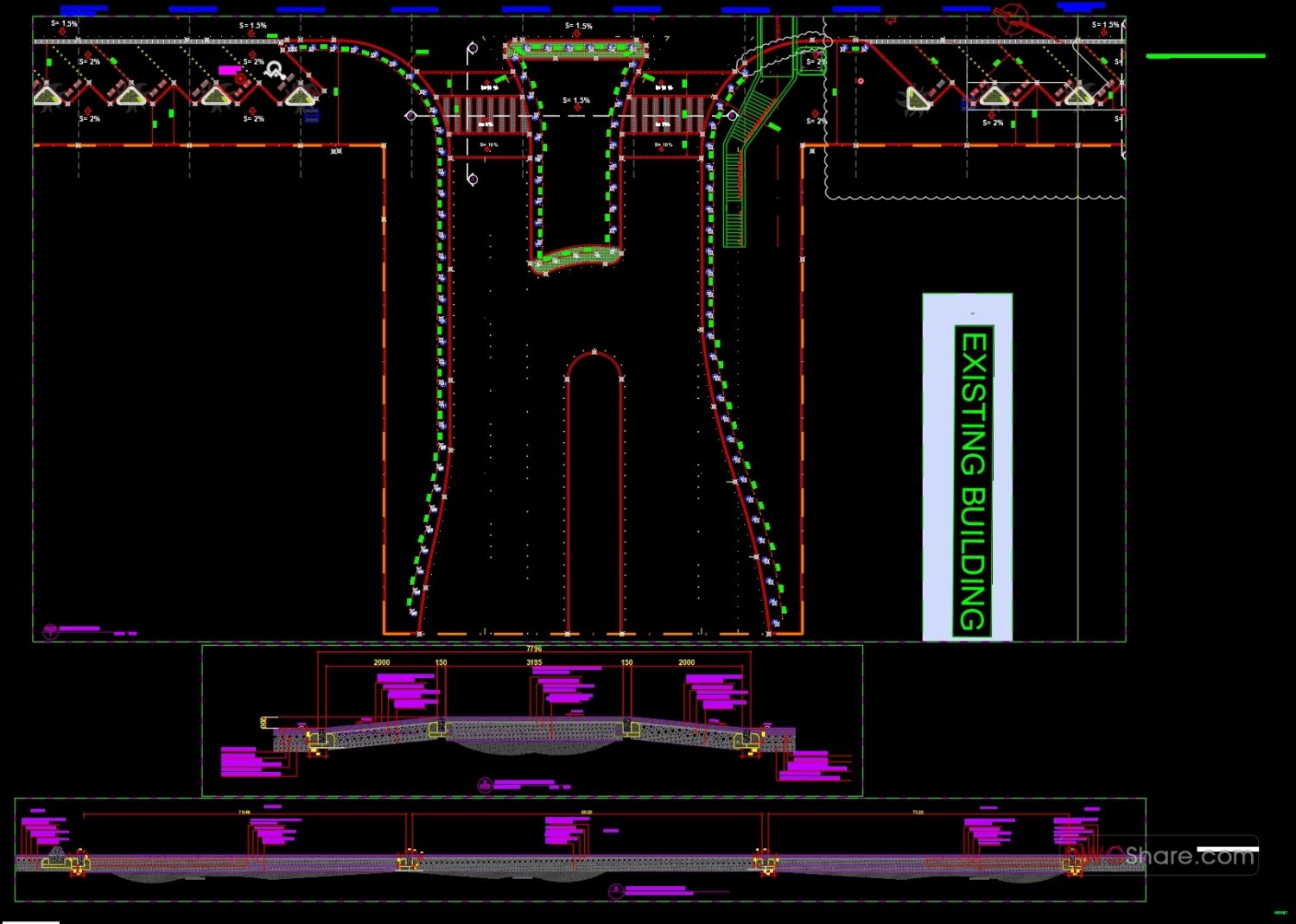 Bus Stop Layout Plan and Cross Section AutoCAD File DWG