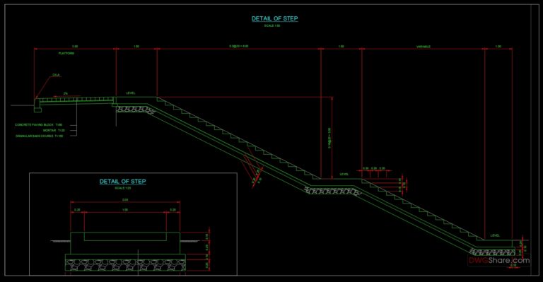 Bus Stop Plan and Sections Details AutoCAD File DWG