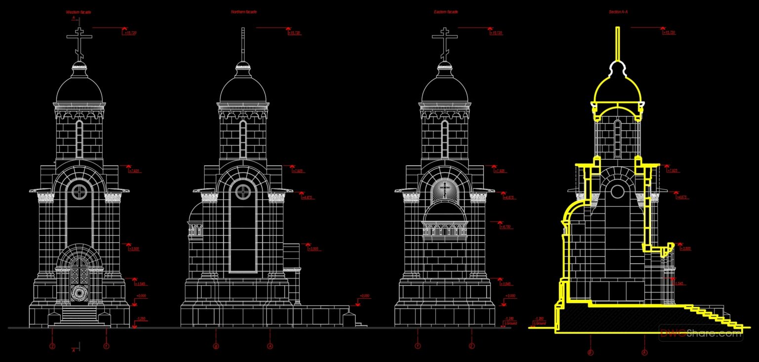 Chapel Elevation free AutoCAD drawings
