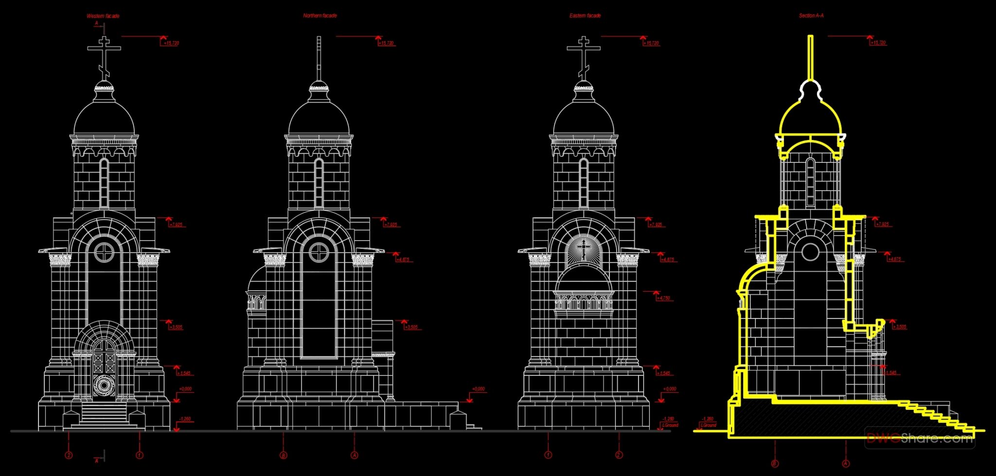 Chapel Elevation free AutoCAD drawings