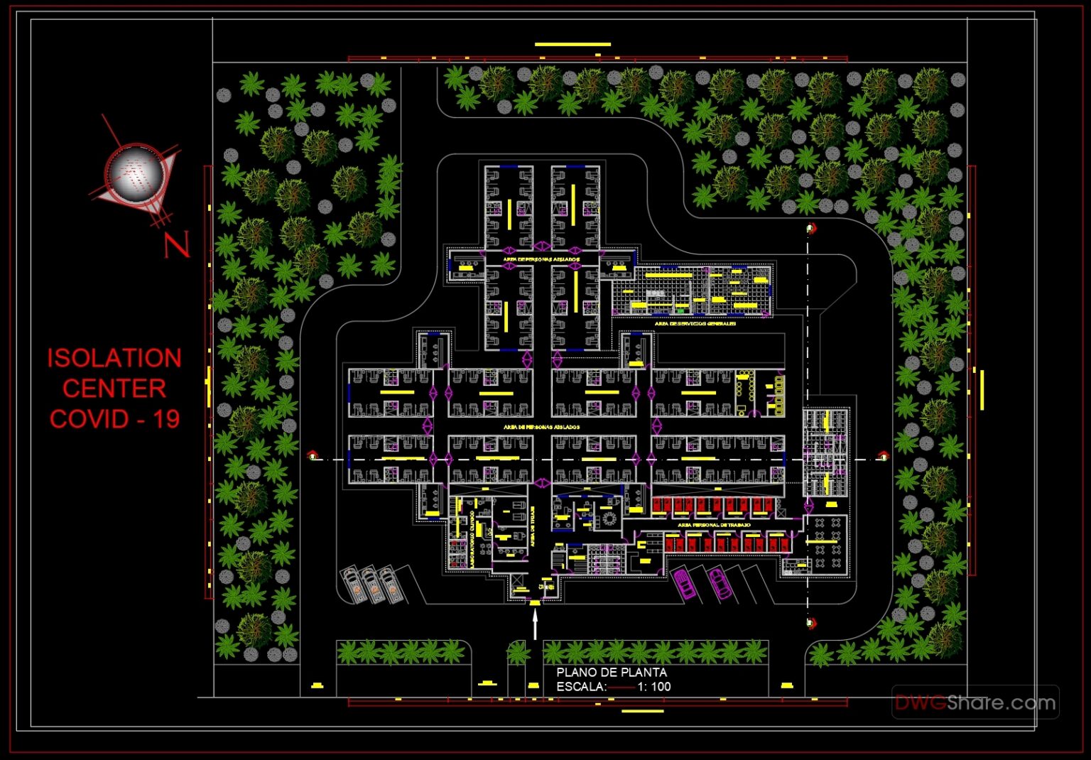 Covid Isolation Center Layout Plan AutoCAD File Free Download