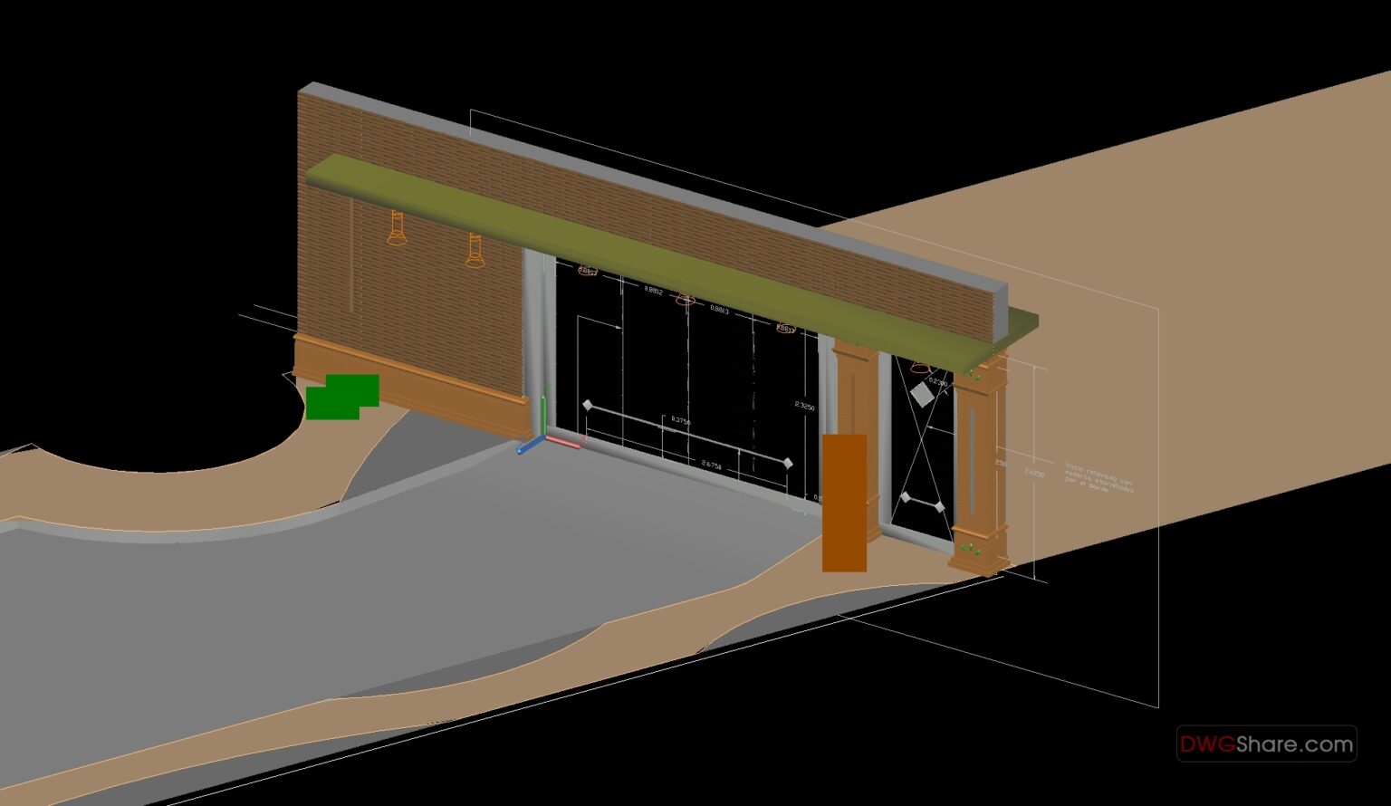 Dinner Door Of Entrance 3D Model AutoCAD File Free Download