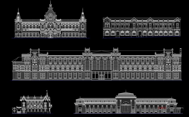Facades of Historical Buildings free AutoCAD drawings