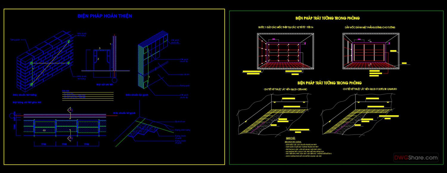 Floor Tile Installation Methods free AutoCAD drawing