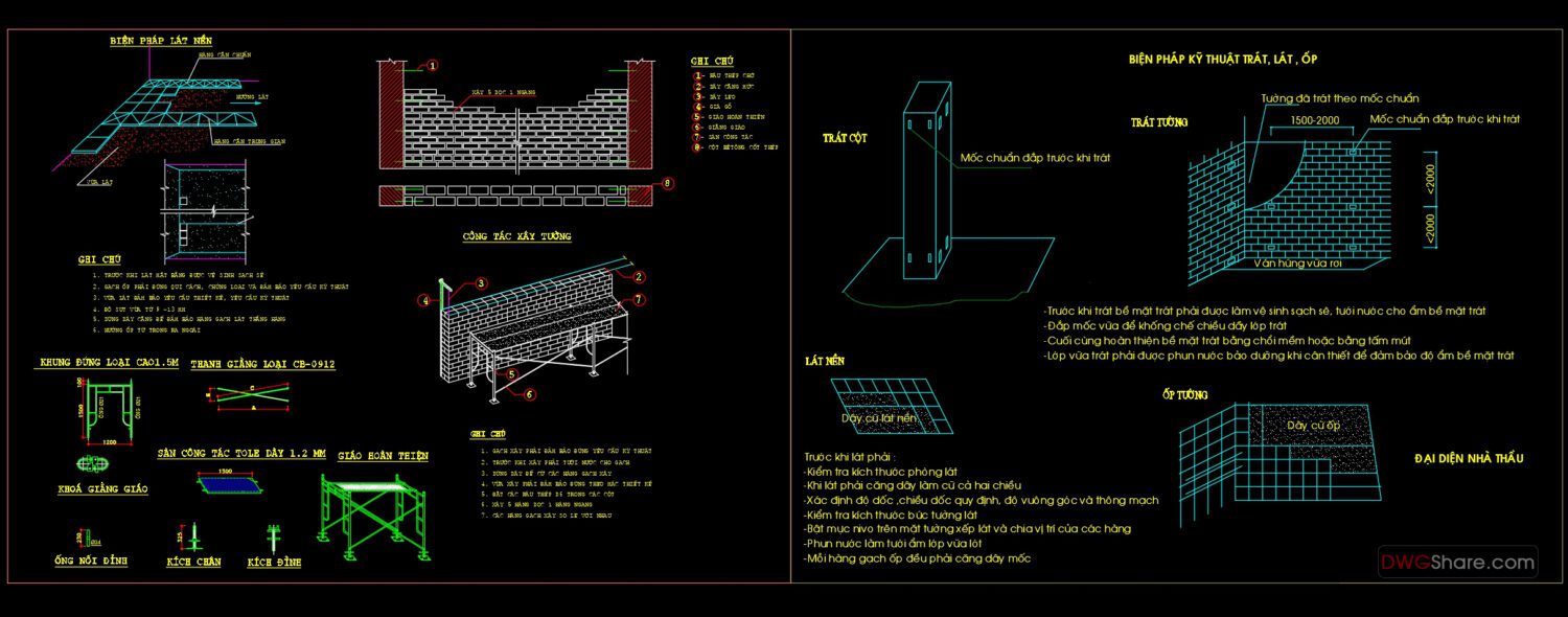 Floor Tile Installation Methods free AutoCAD drawing