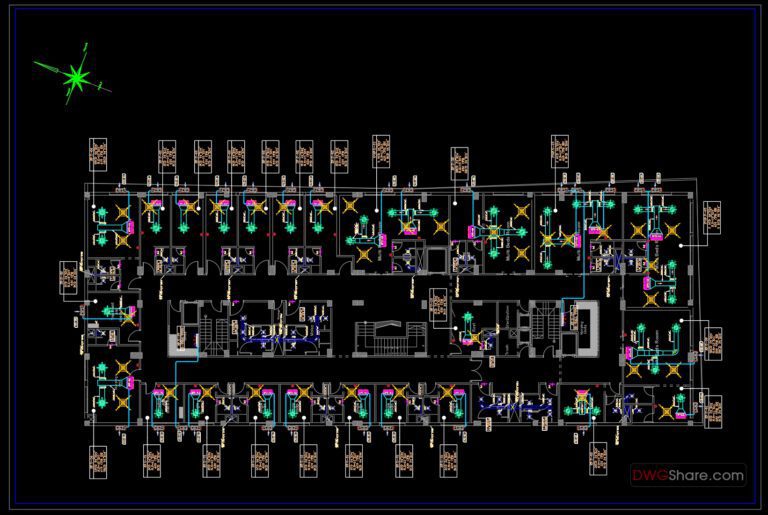 Hospital Typical Floor Layout Plan AutoCAD File DWG