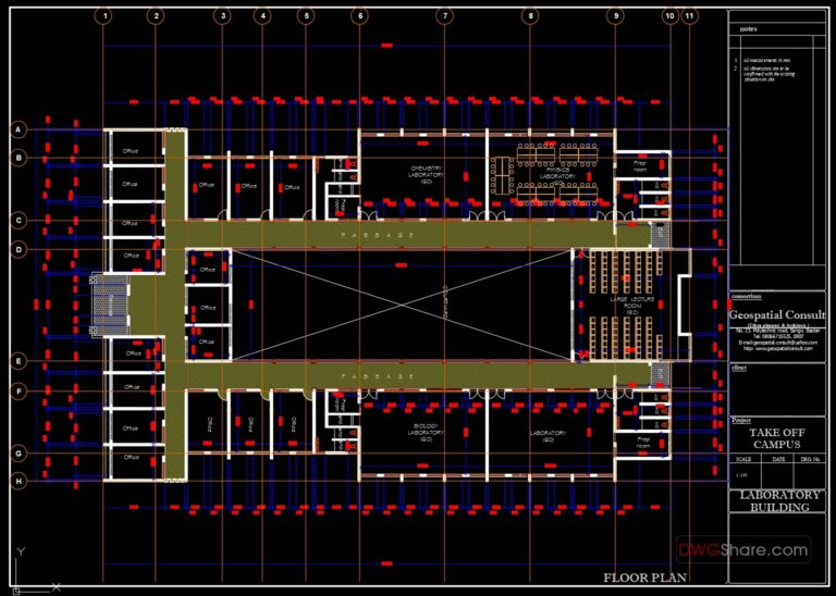 Laboratory Building Block Design Plan AutoCAD File DWG
