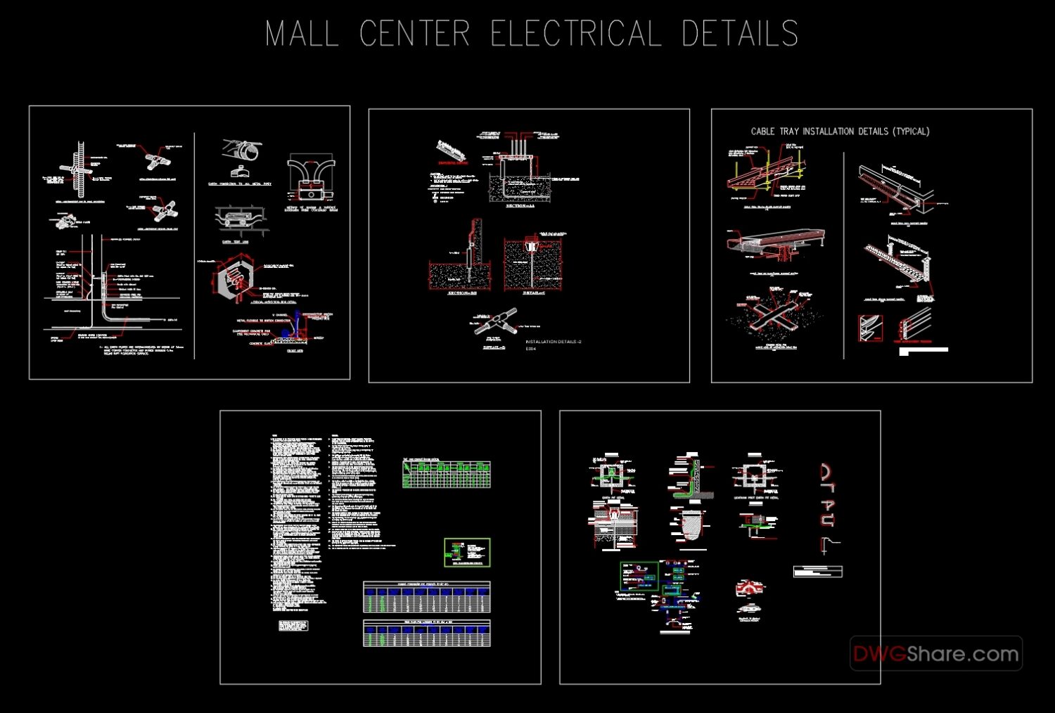 Mall Center Electrical Details AutoCAD File DWG