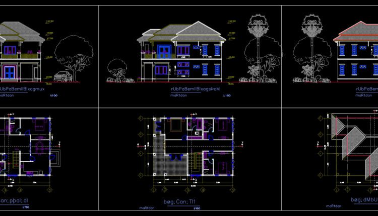 Modern Villa Home Design AutoCAD File Free Download - Free Cad Blocks ...