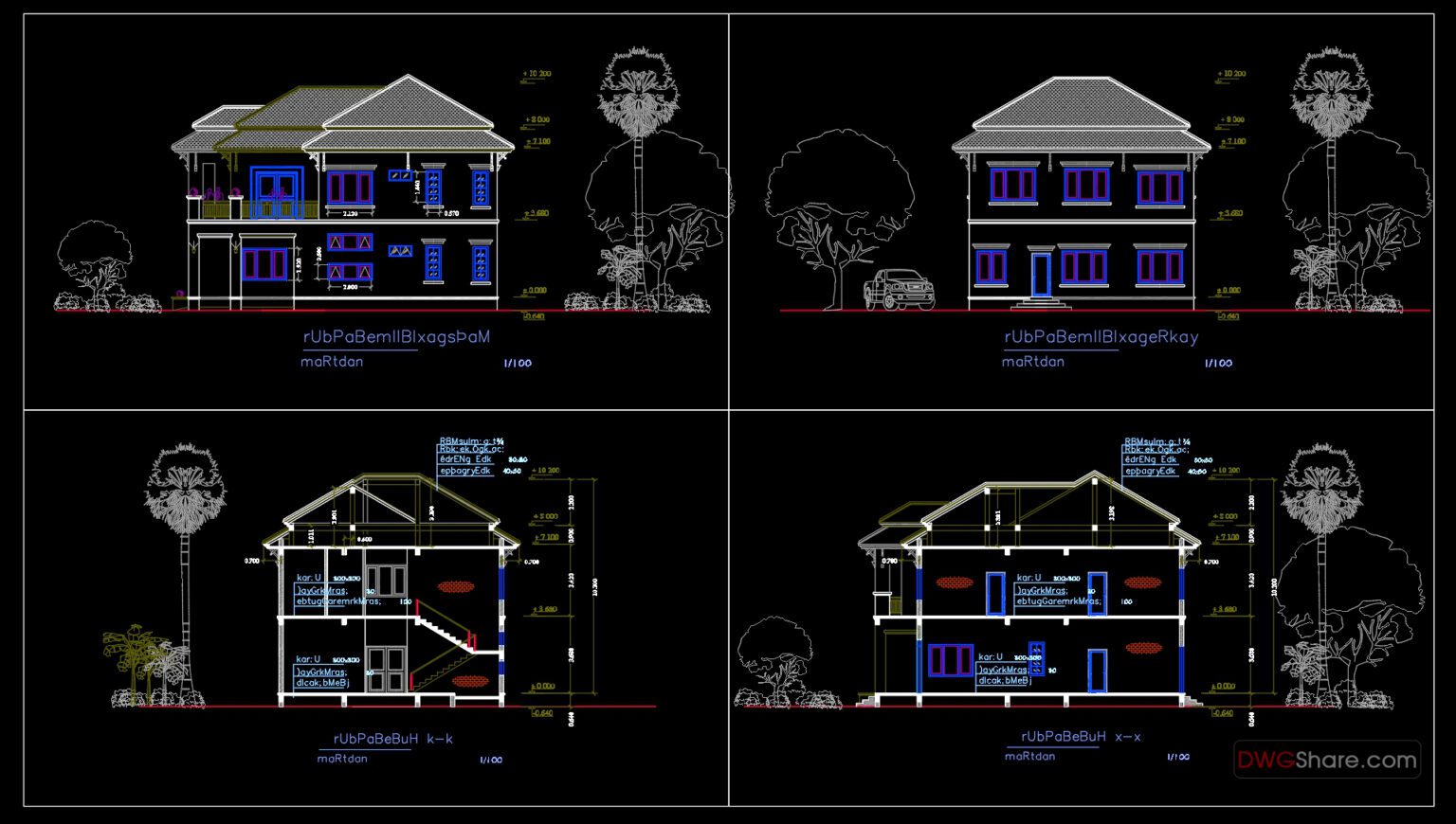 Modern Villa Home Design AutoCAD File Free Download