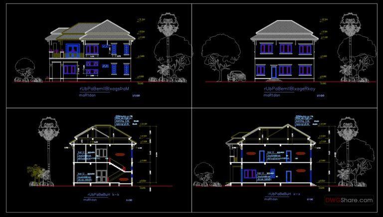 Modern Villa Home Design AutoCAD File Free Download