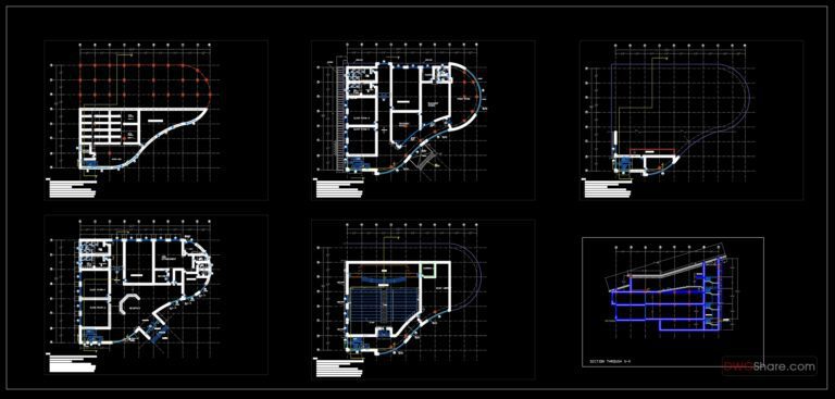 Music School Layout Plan and Elevation AutoCAD File DWG