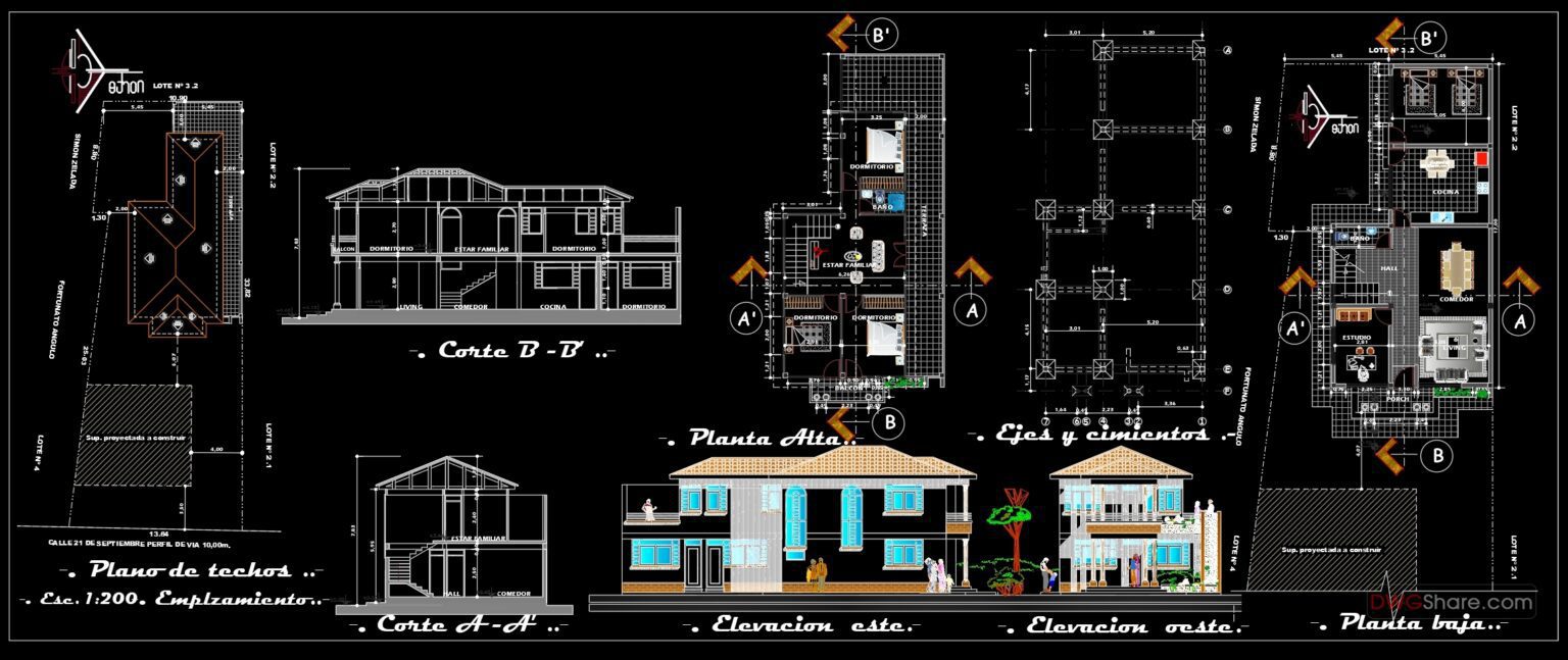 Single Family House Architectural Drawing