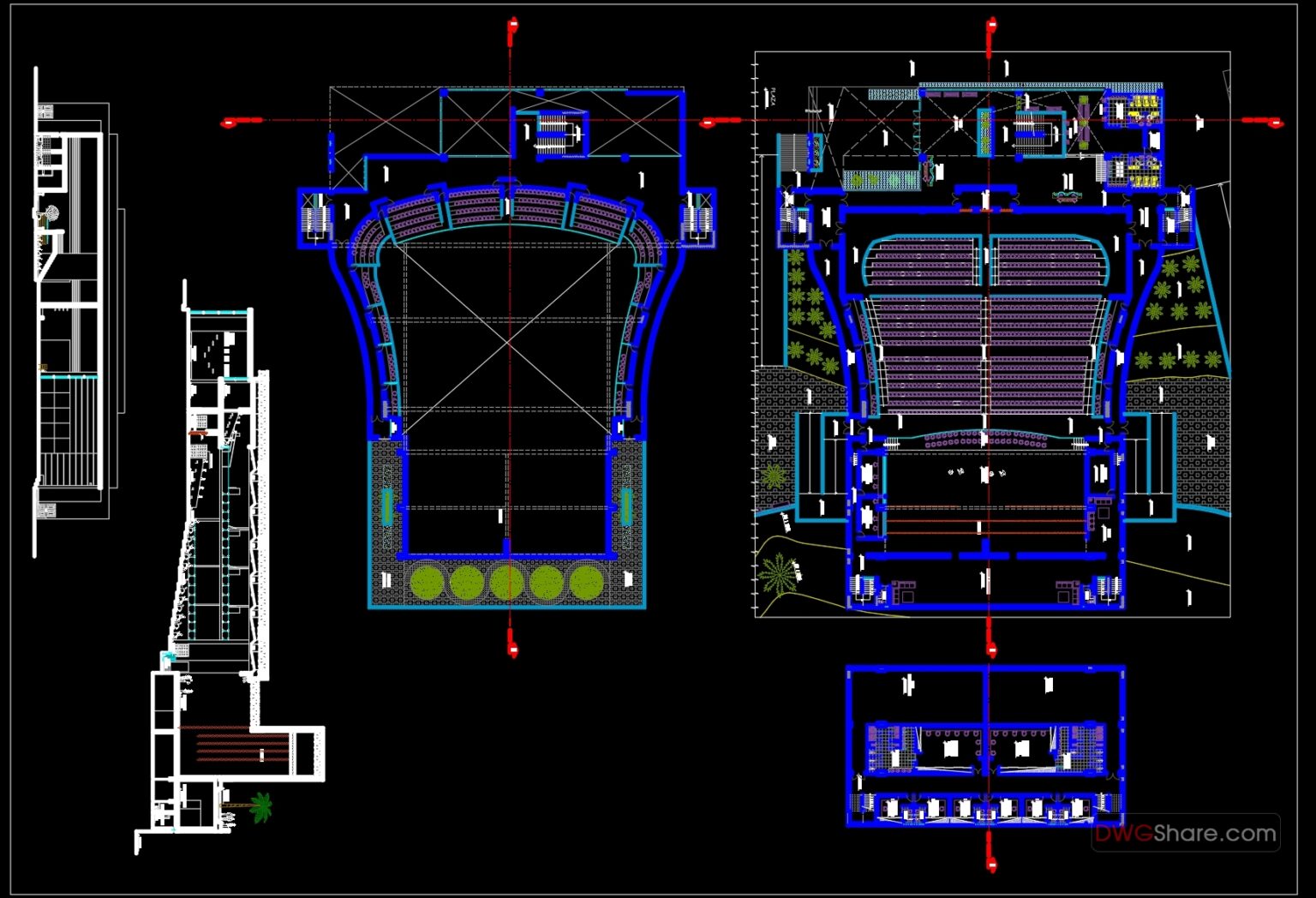 Theater Design Plan and Elevation AutoCAD File DWG